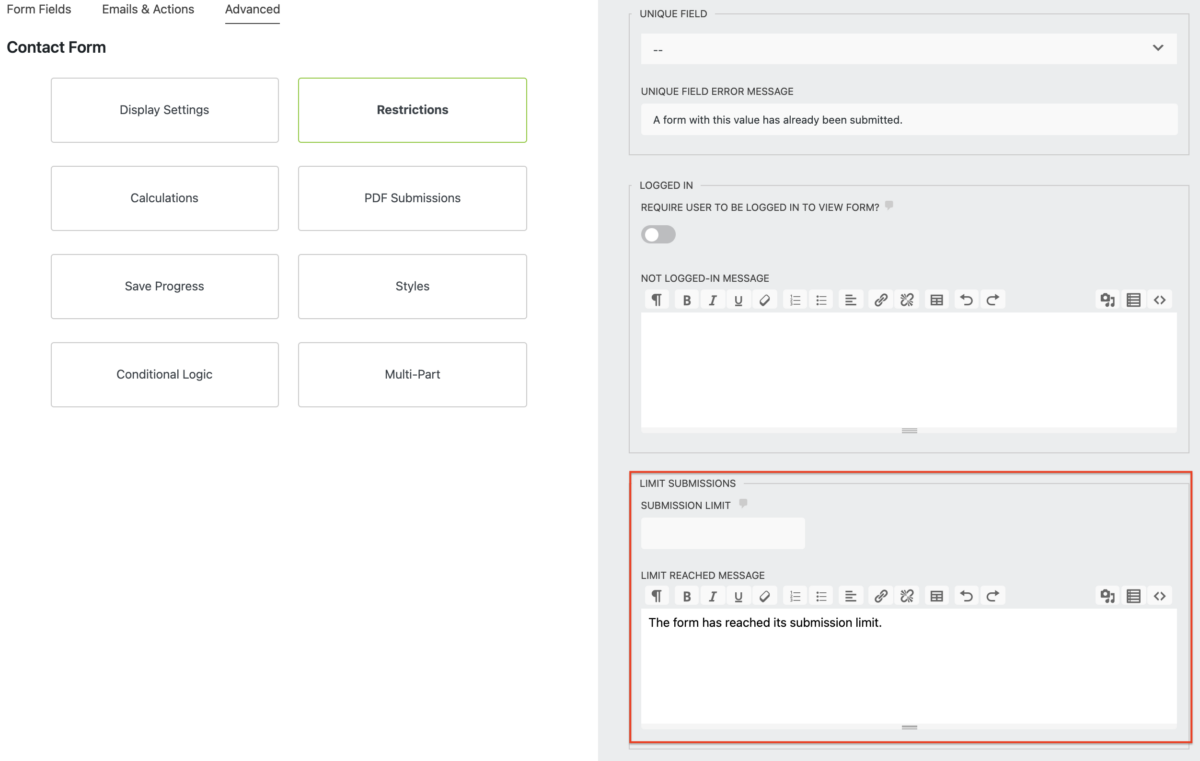 Limit Submission Entries in Your Form By User, IP or Date - Ninja Forms