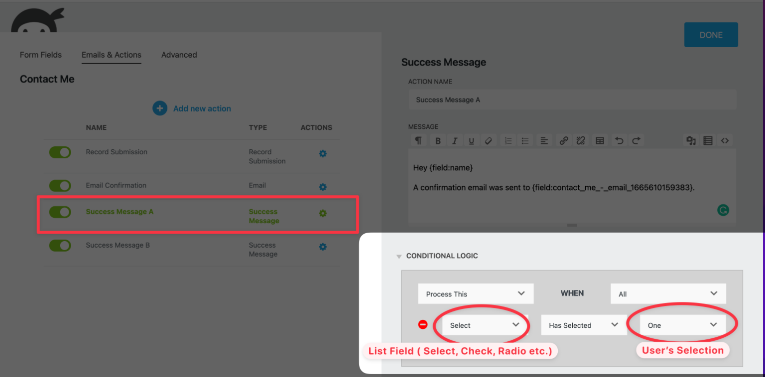 How to Display Custom Success Messages in WordPress - Ninja Forms